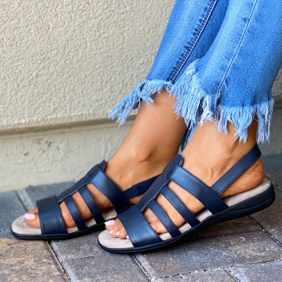 Buckle | Shoes | Navy Blue Comfort Fit Strappy Slingback Sandals | Poshmark
